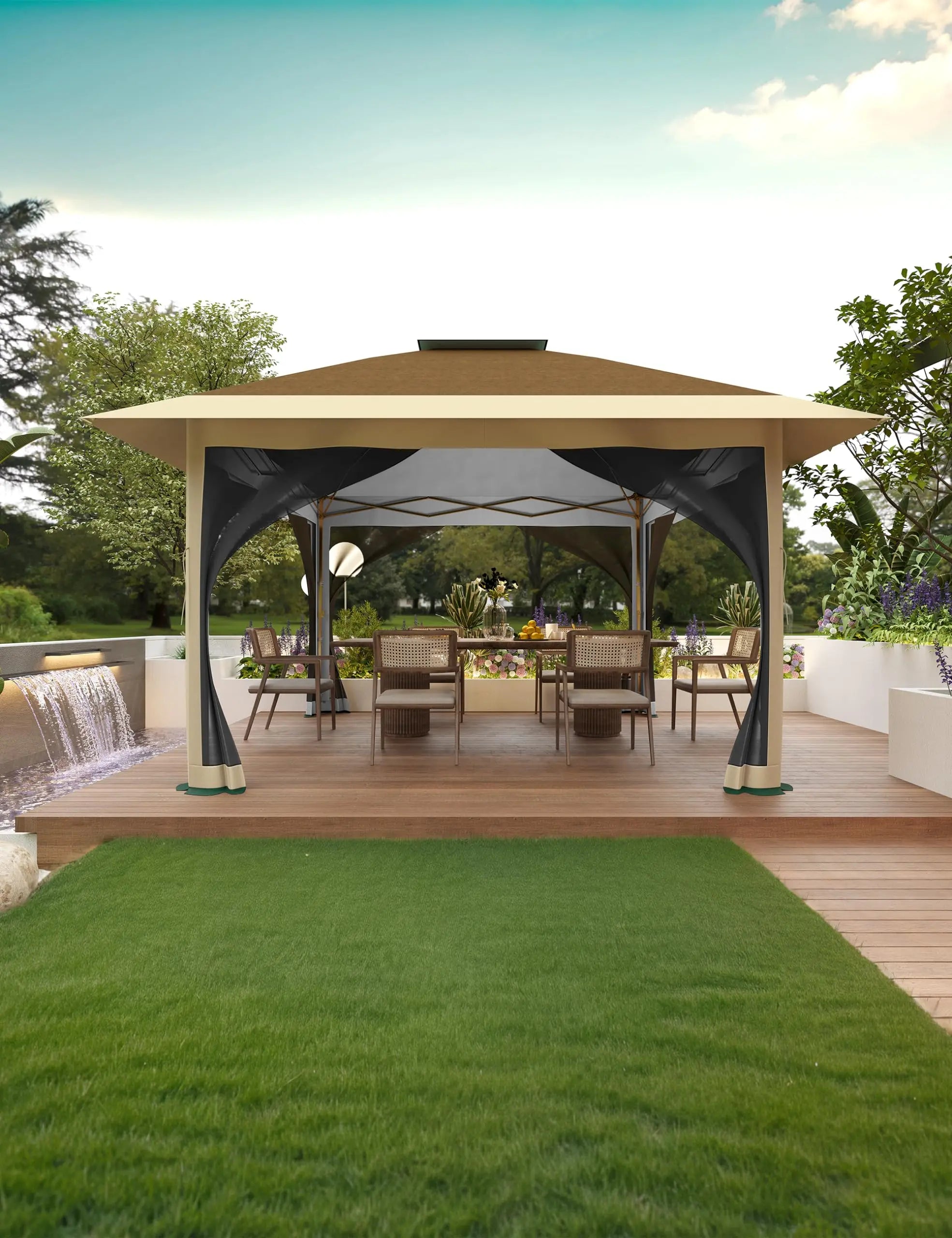 Outdoor Gazebo, Double Roof Patio Gazebo Quick Setup Instant Canopy Te ...